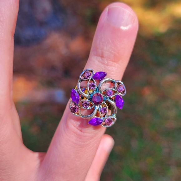 Jewelry | Twisted Color Explosion Pink Purple Gem Tie Dye Ring One Size ...